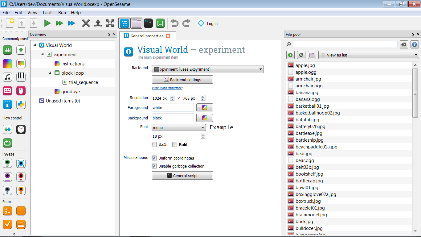 视觉世界 // OpenSesame documentation